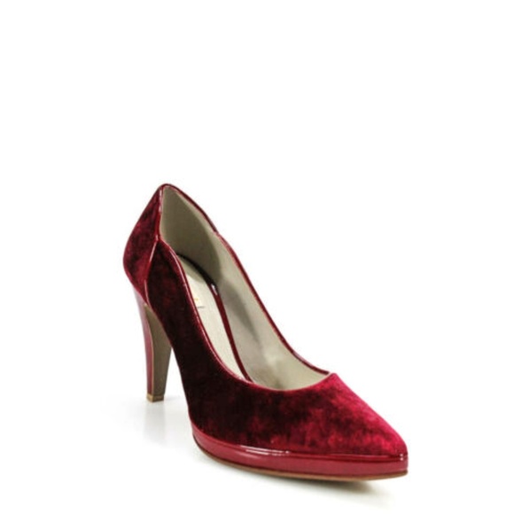 Olinda | Shoes | Olinda Red Velvet Pointed Toe Pumps Party Heels 9 ...
